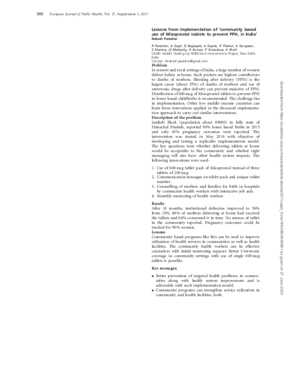 (PDF) Lessons from implementation of ‘community based use of ...