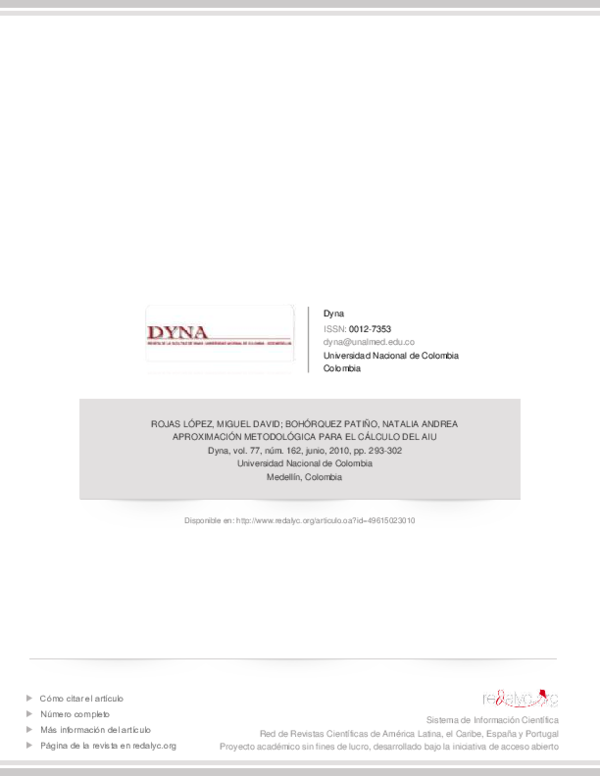 (PDF) Aproximación Metodológica Para El Cálculo Del Aiu