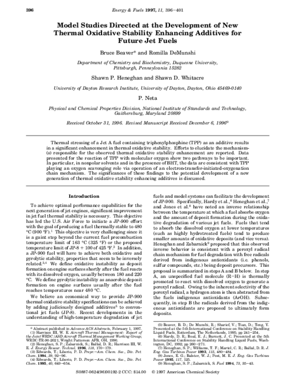 (PDF) Model Studies Directed at the Development of New Thermal ...