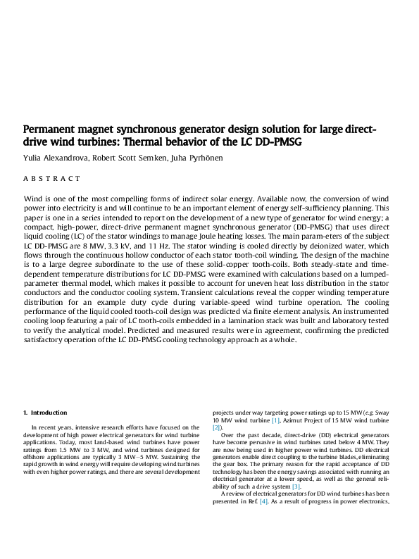 (PDF) Permanent magnet synchronous generator design solution for large ...