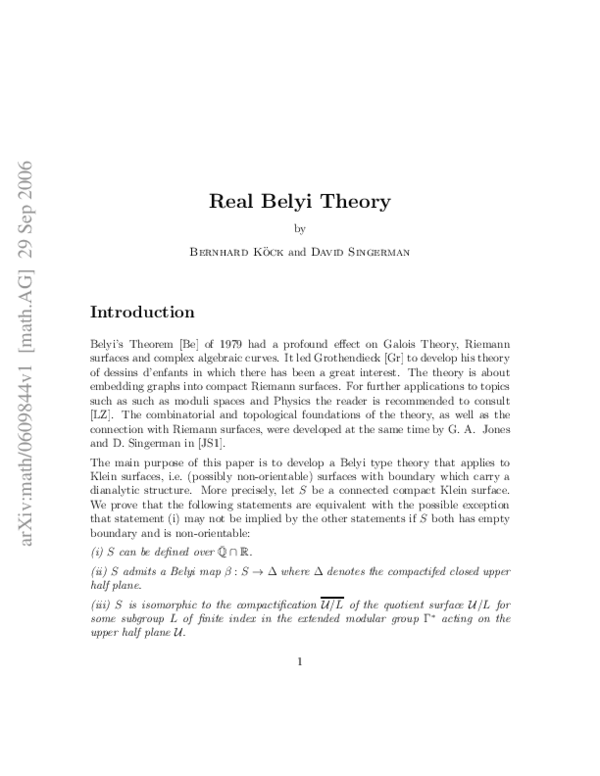 (PDF) Real Belyi theory