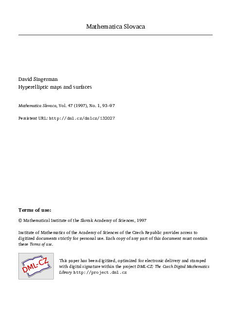 (PDF) Hyperelliptic maps and surfaces