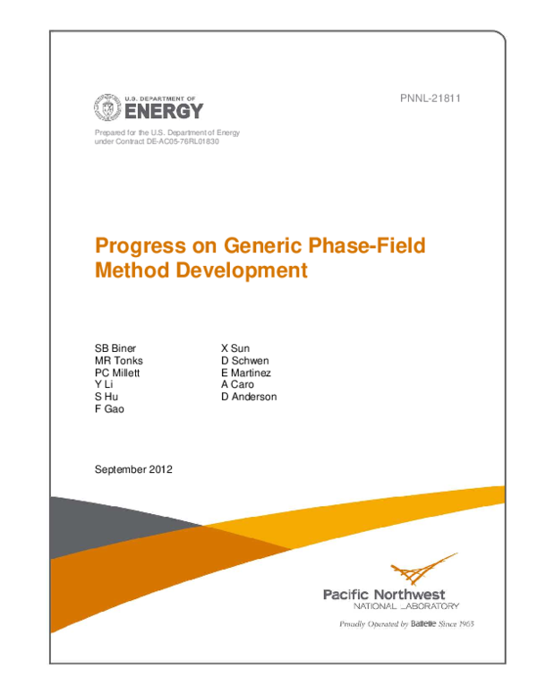 (PDF) Progress on Generic Phase-Field Method Development