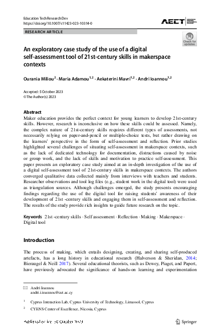 (PDF) An exploratory case study of the use of a digital self-assessment ...