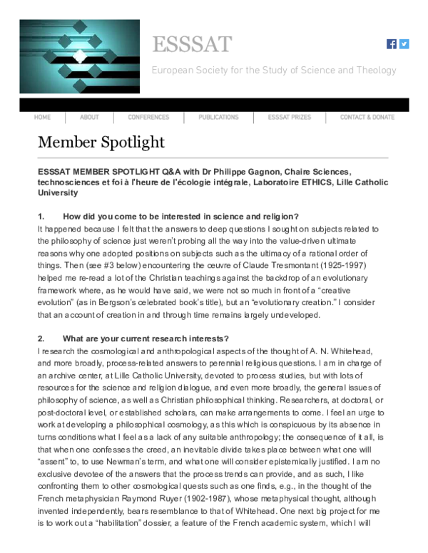 (PDF) Member Spotlight ESSSAT
