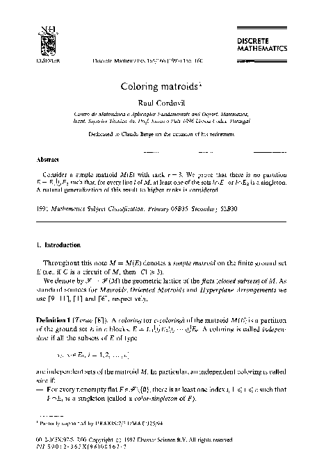 (PDF) Coloring matroids