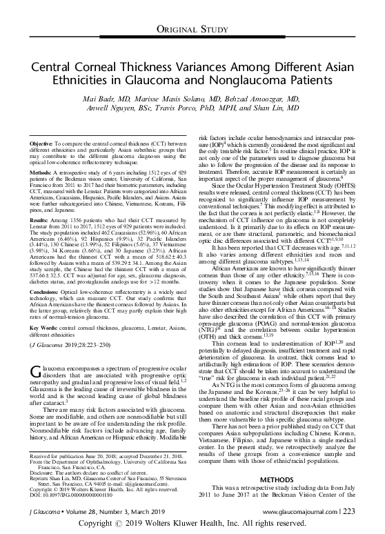 (PDF) Central Corneal Thickness Variances Among Different Asian Ethnicities in Glaucoma and ...