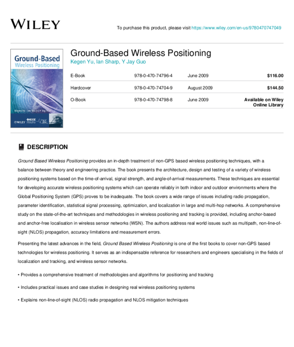 (PDF) Ground‐Based Wireless Positioning