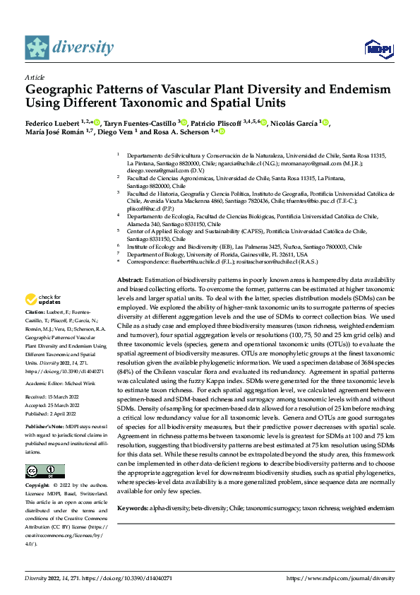 (PDF) Geographic Patterns of Vascular Plant Diversity and Endemism Using Different Taxonomic and ...