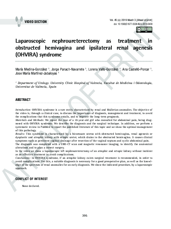 (PDF) Laparoscopic nephroureterectomy as treatment in obstructed ...