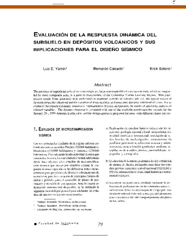 (PDF) Evaluación de la respuesta dinámica del subsuelo en depósitos volcánicos y sus ...