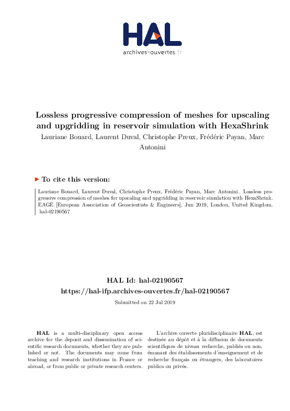 (PDF) Lossless Progressive Compression of Meshes for Upscaling and Upgridding in Reservoir ...