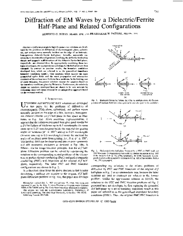(PDF) Diffraction of EM waves by a dielectric/ferrite half-plane and ...