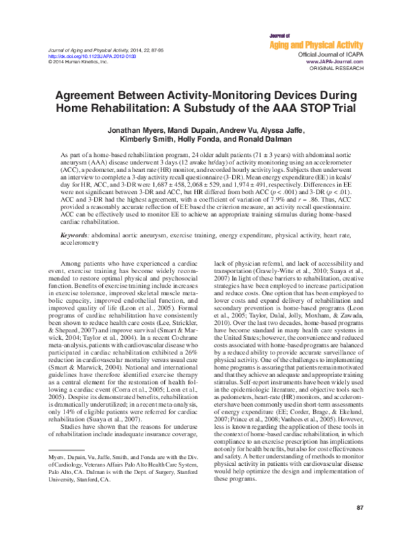 (PDF) Agreement Between Activity-Monitoring Devices During Home ...