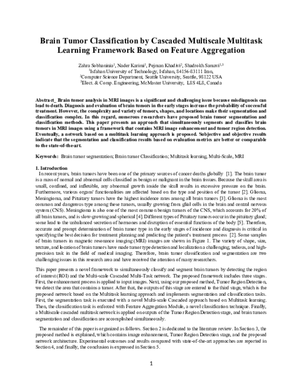 (PDF) Brain Tumor Classification by Cascaded Multiscale Multitask Learning Framework Based on ...