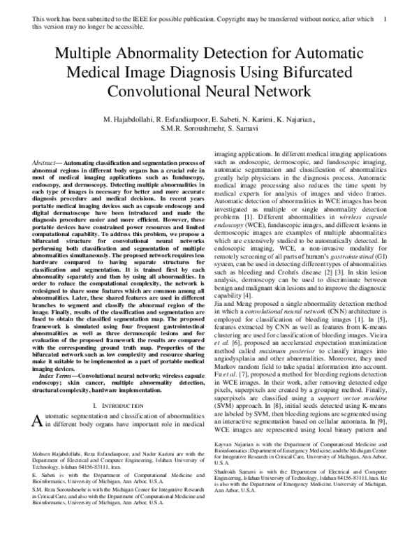 Pdf Multiple Abnormality Detection For Automatic Medical Image Diagnosis Using Bifurcated