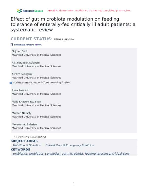(PDF) Effect of gut microbiota modulation on feeding tolerance of ...