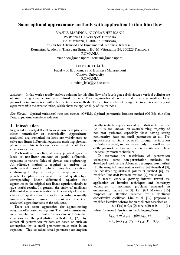 (PDF) Some optimal approximate methods with application to thin film flow