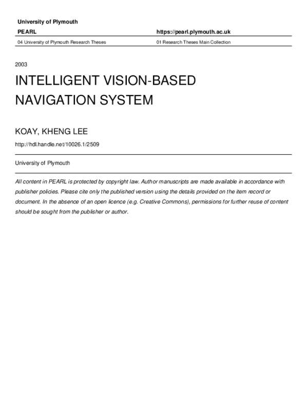 (PDF) Intelligent vision-based navigation system
