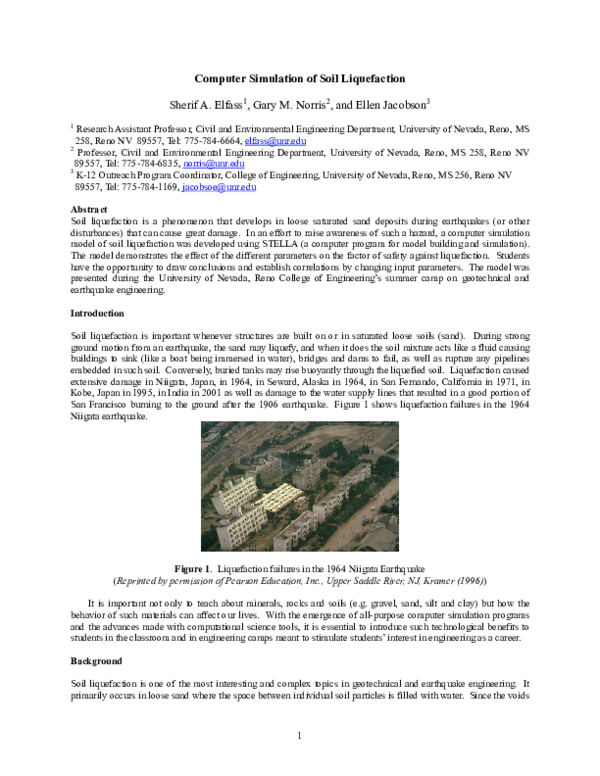 (PDF) Computer Simulation of Soil Liquefaction