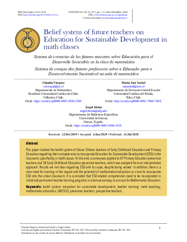 (PDF) Belief system of future teachers on Education for Sustainable ...
