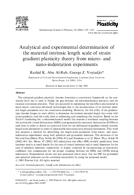 (PDF) Analytical and experimental determination of the material ...