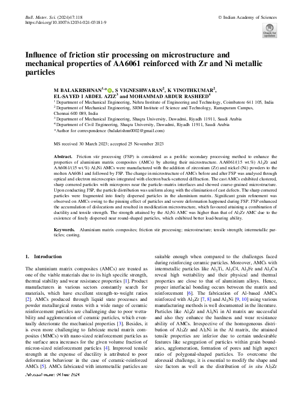 (PDF) Influence of friction stir processing on microstructure and mechanical properties of ...