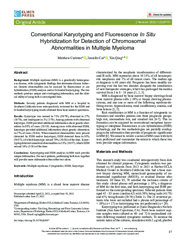 (PDF) Conventional Karyotyping and Fluorescence In Situ Hybridization ...