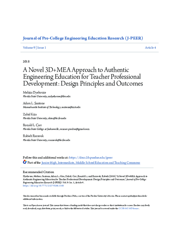 (PDF) A Novel 3D+MEA Approach to Authentic Engineering Education for ...