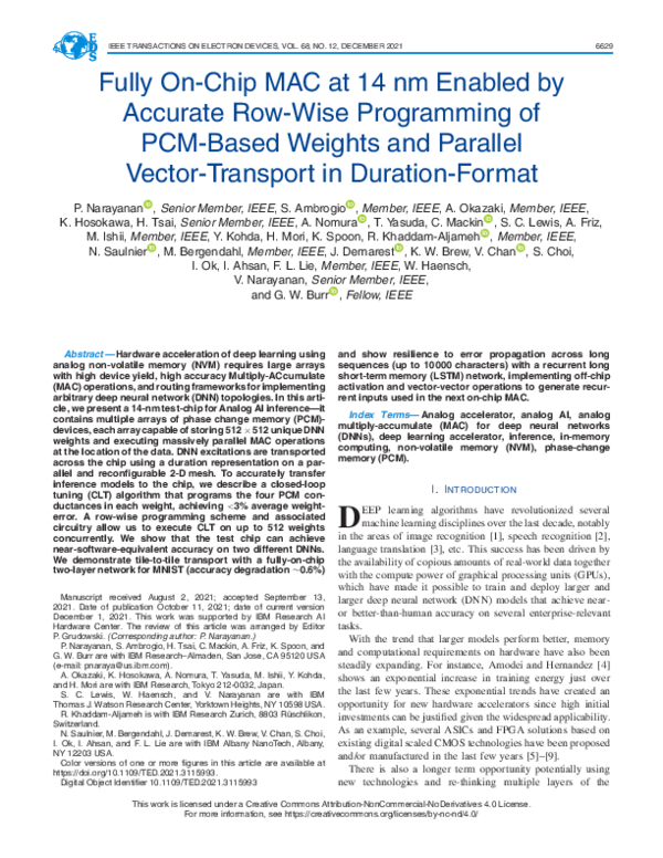 (PDF) Fully On-Chip MAC at 14 nm Enabled by Accurate Row-Wise ...