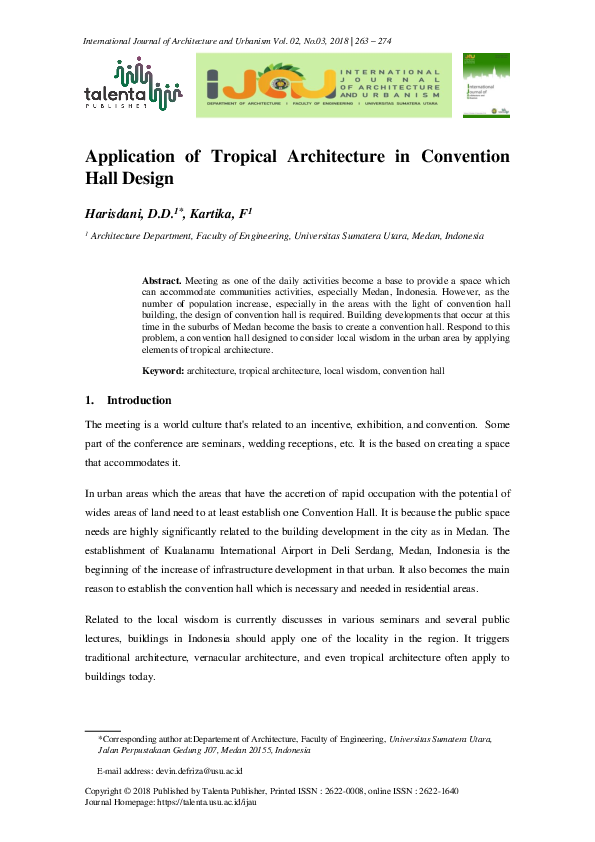 (PDF) Application of Tropical Architecture in Convention Hall Design