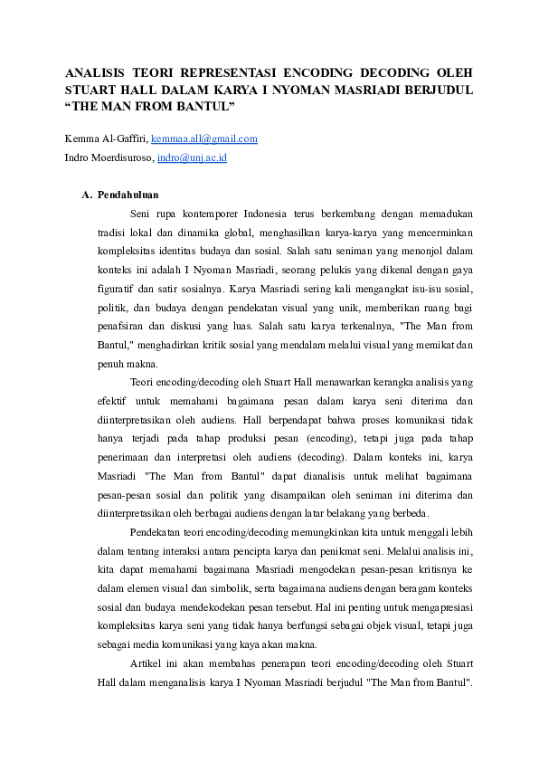 (PDF) ANALISIS TEORI REPRESENTASI ENCODING DECODING OLEH STUART HALL ...