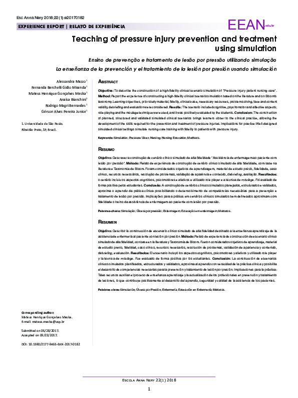 (PDF) Teaching of pressure injury prevention and treatment using simulation