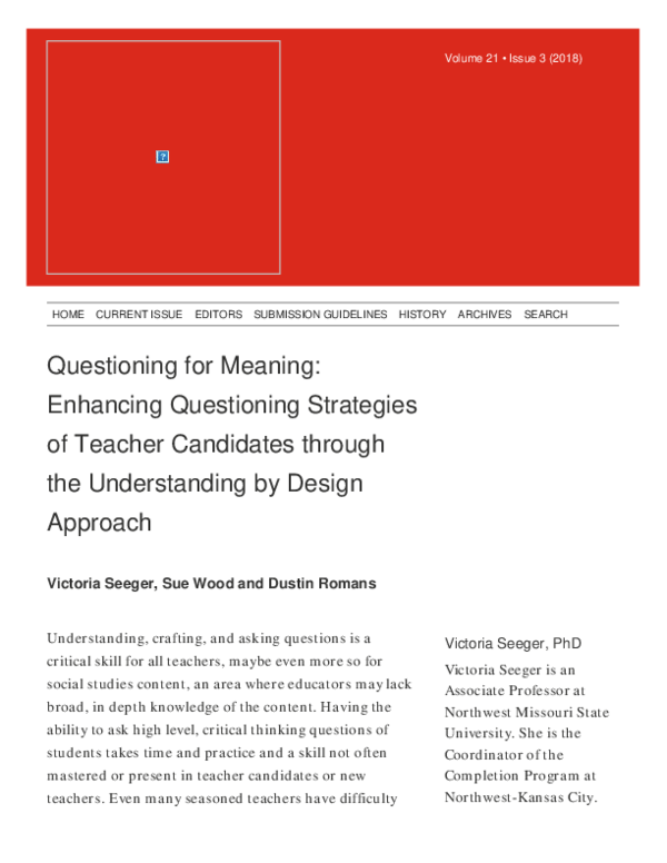 (PDF) Questioning for Meaning: Enhancing Questioning Strategies of ...