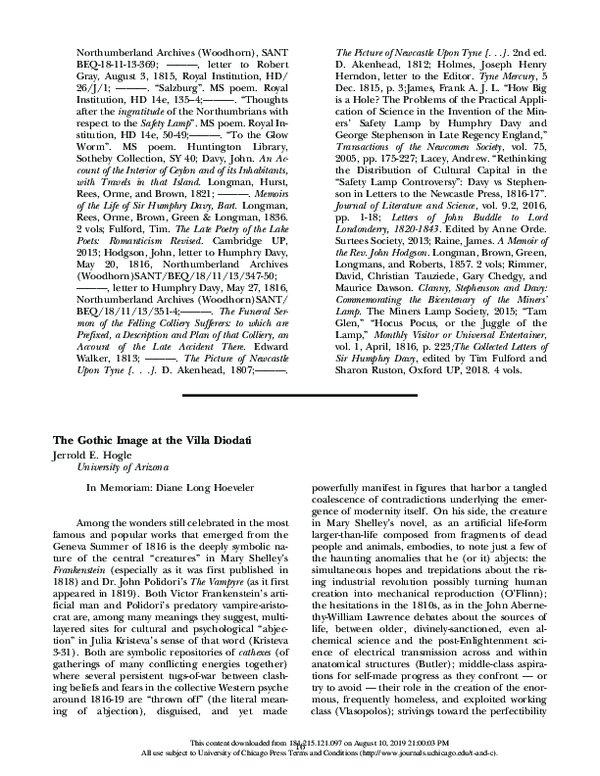 (PDF) The Gothic Image at the Villa Diodati