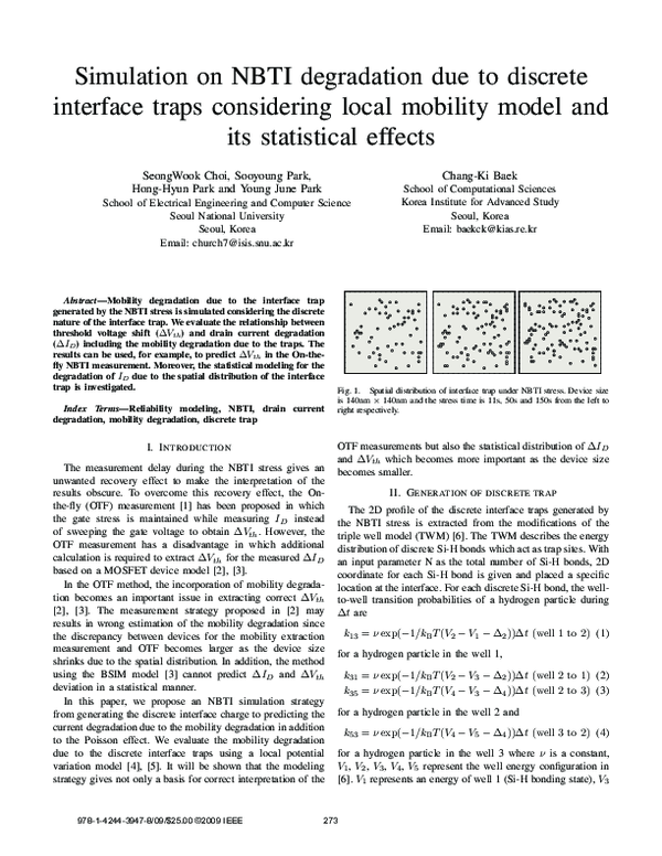 (PDF) NBTI Degradation Simulation with Discrete Trap Modeling