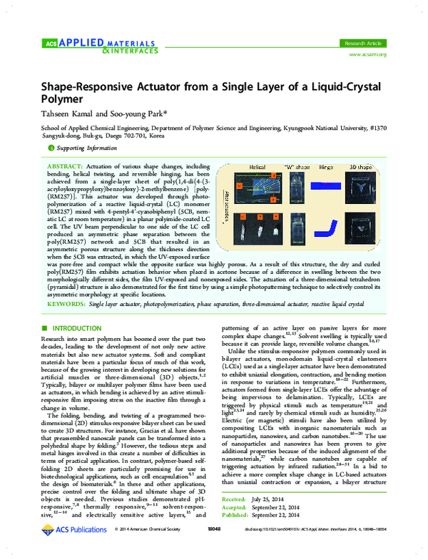 (PDF) Shape-Responsive Actuator from a Liquid-Crystal Polymer