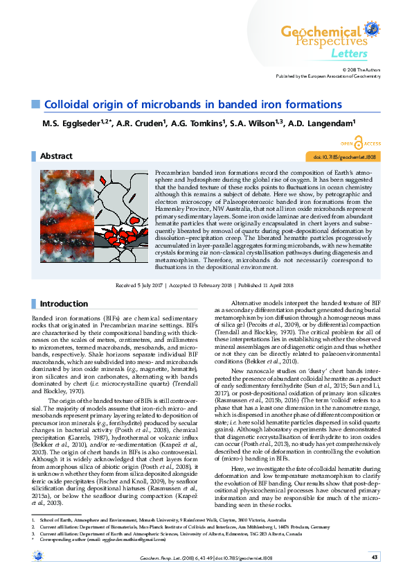 (PDF) Colloidal origin of microbands in banded iron formations