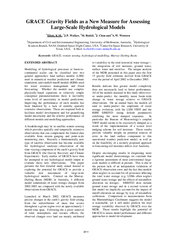 (PDF) GRACE gravity fields as a new measure for assessing large-scale hydrological models
