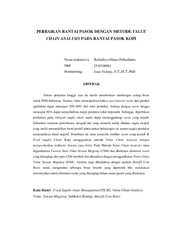 (PDF) Perbaikan Rantai Pasok Dengan Metode Value Chain Analysis Pada ...