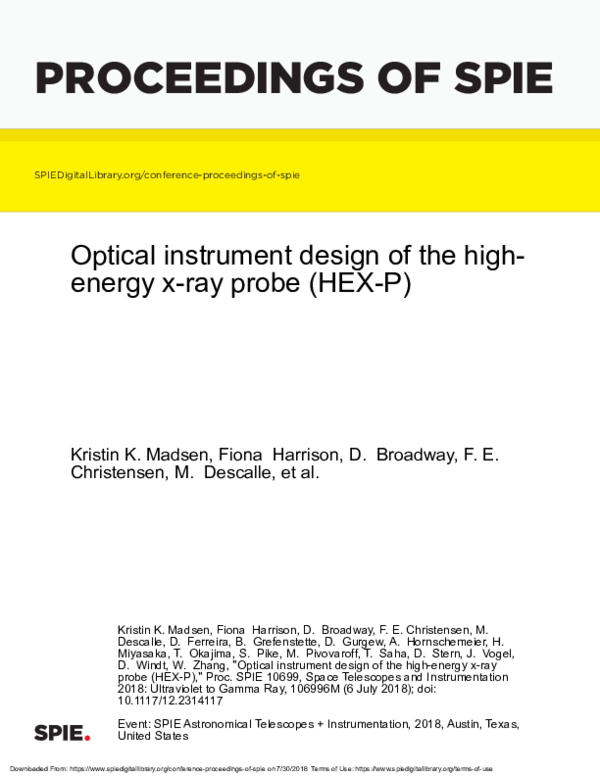 (PDF) Optical instrument design of the high-energy x-ray probe (HEX-P ...
