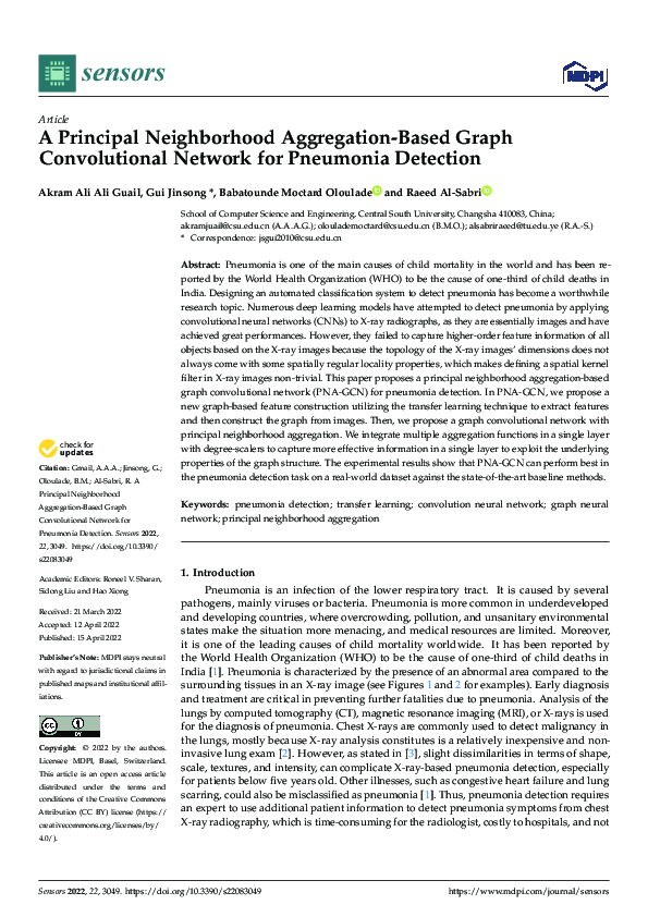 (PDF) A Principal Neighborhood Aggregation-Based Graph Convolutional Network for Pneumonia Detection