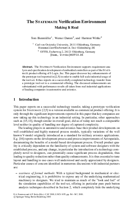 (PDF) The Statemate Verification Environment