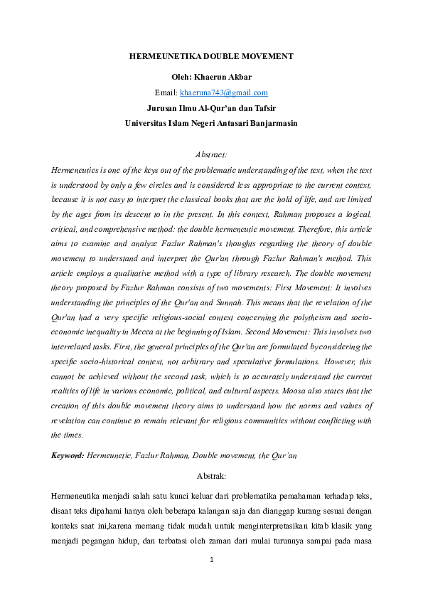 (PDF) HERMEUNETIKA DOUBLE MOVEMENT