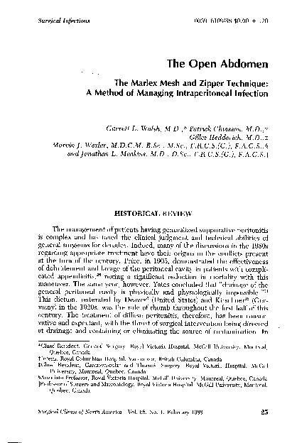 (PDF) The Open Abdomen: The Marlex Mesh and Zipper Technique: A Method ...