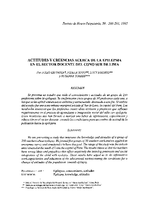 (PDF) Actitudes y creencias acerca de la epilepsia en el sector docente ...