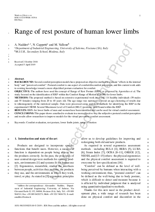 (PDF) Range of Rest Posture of Human Lower Limbs