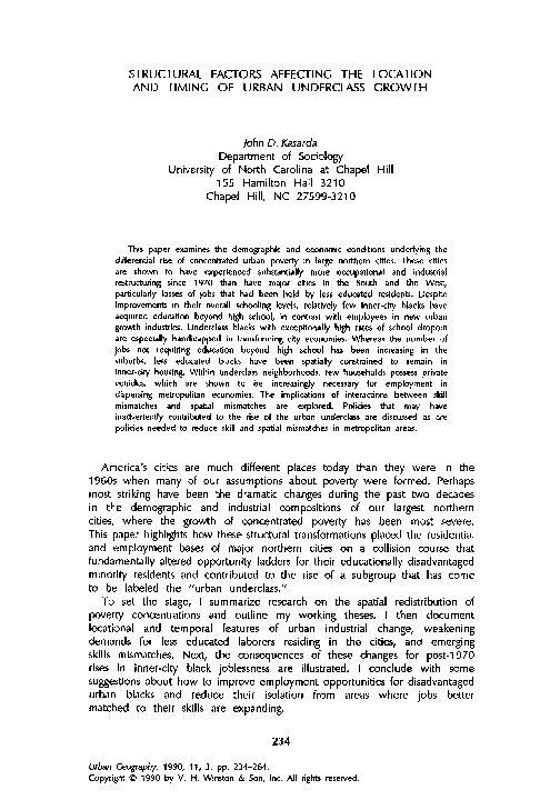 (PDF) Structural Factors Affecting the Location and Timing of Urban ...