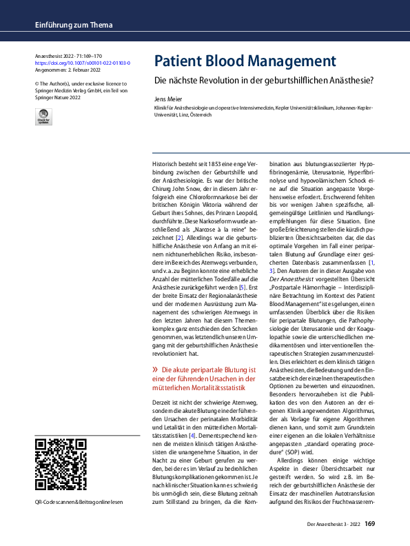 (PDF) Patient Blood Management