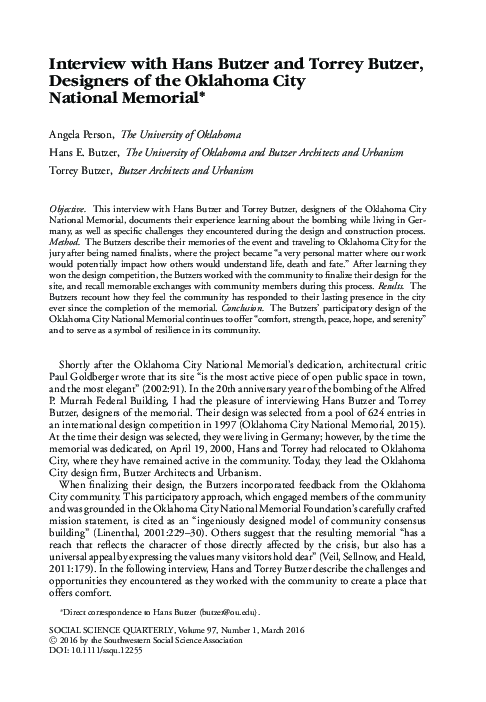 (PDF) Interview with Hans Butzer and Torrey Butzer, Designers of the ...